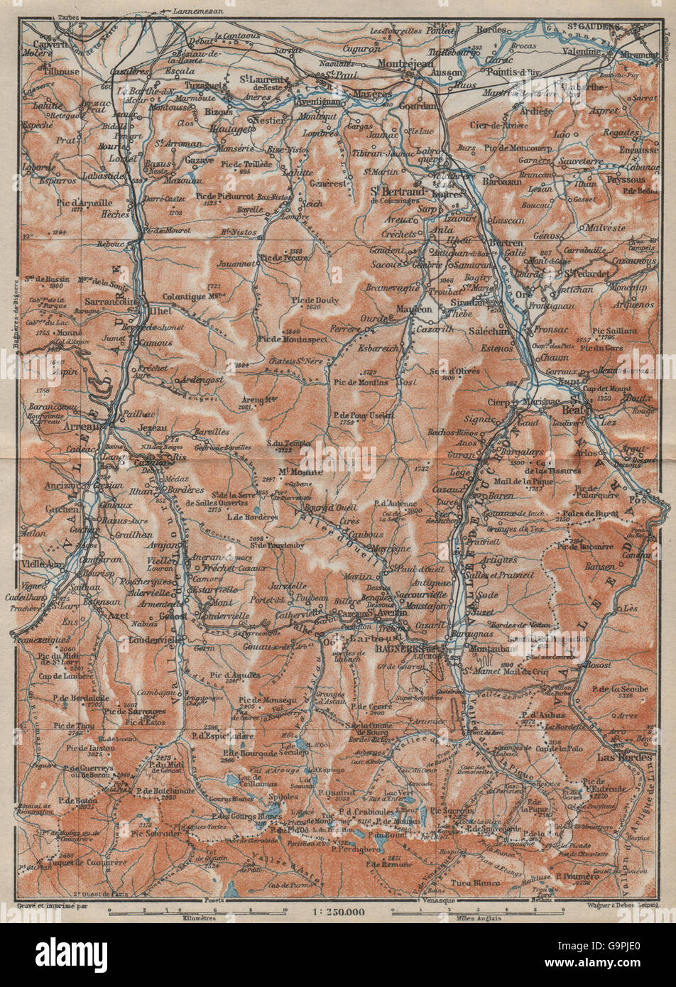 VALLEES D'AURE, DE LUCHON & D'ARAN topo-map. Haute-Garonne/Pyrénées ...