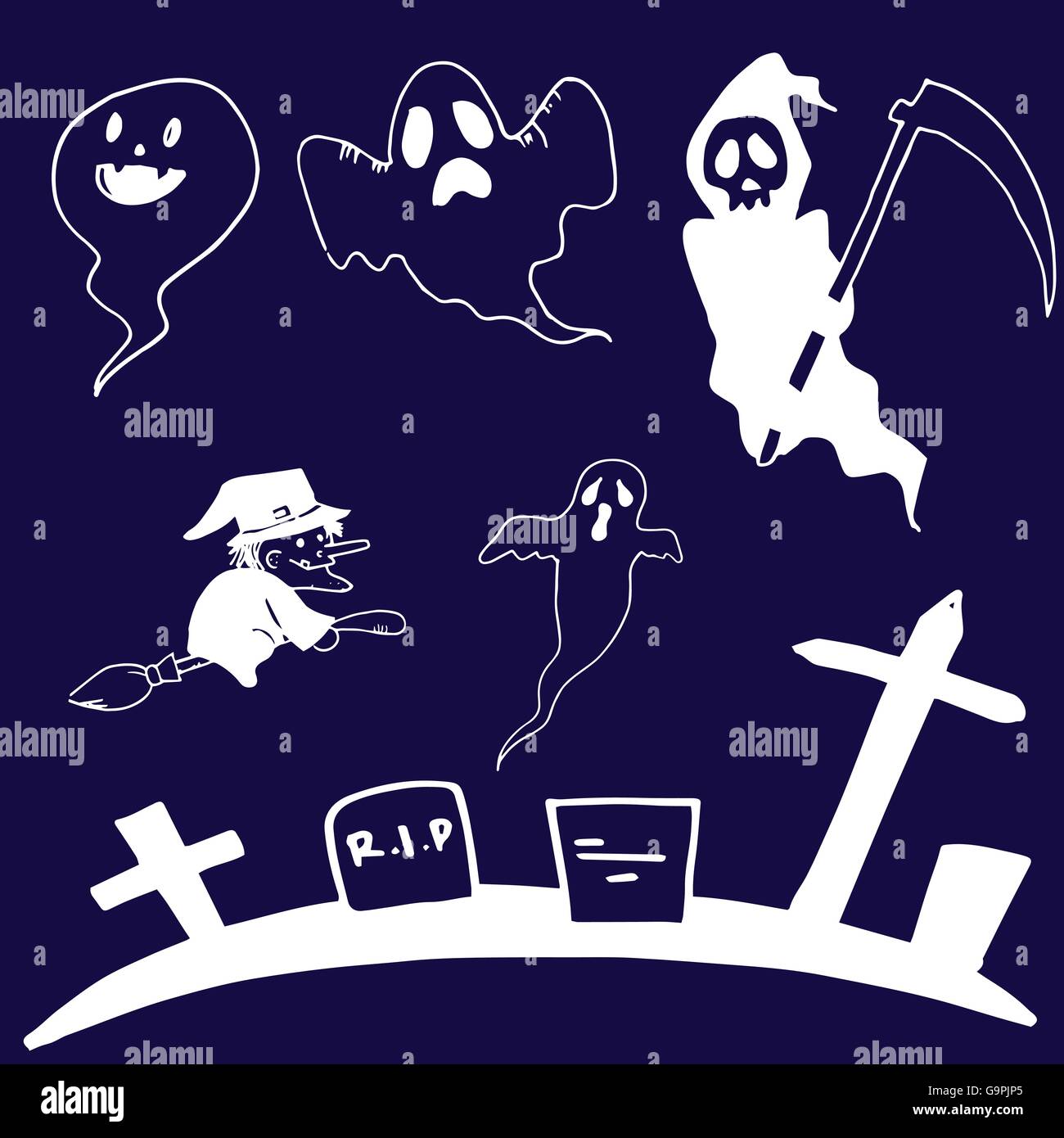 Doodle set ghost Halloween Stock Vector Image & Art - Alamy