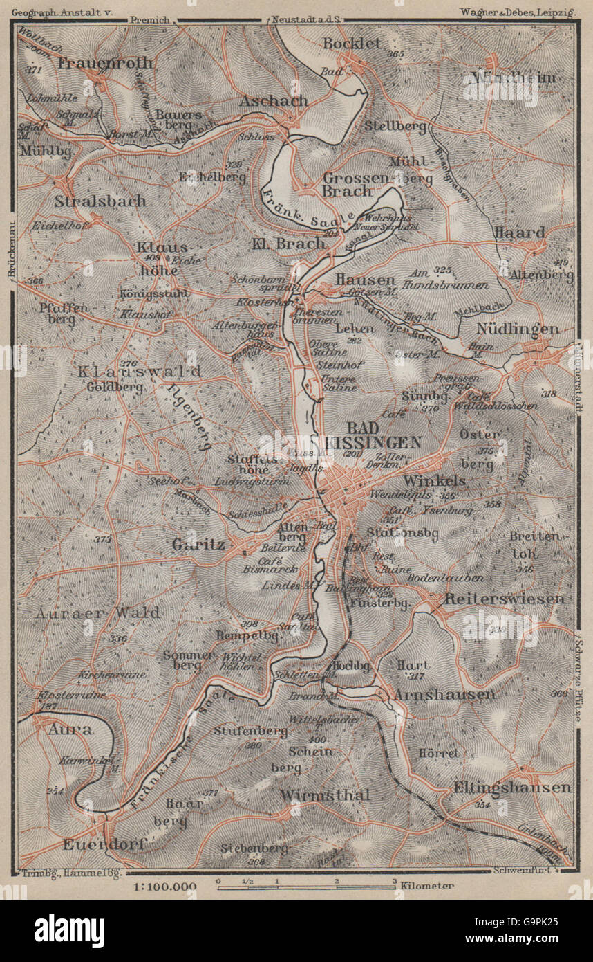 BAD KISSINGEN & umgebung. Nüdlingen Eltinghausen Euerdorf Bocklet, 1914 ...