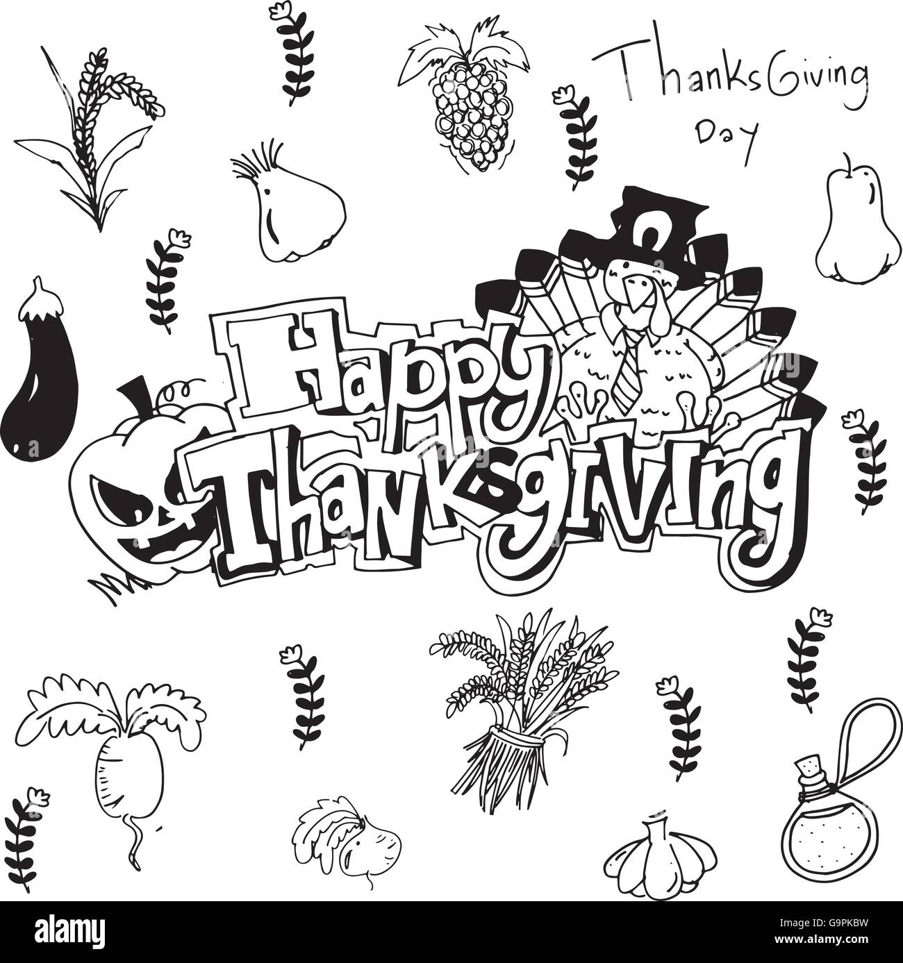 Thanksgiving hand draw in Stock Vector Images - Alamy
