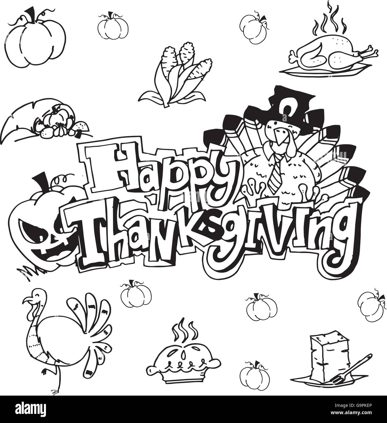 Doodle art happy thanksgiving Stock Vector Image & Art - Alamy