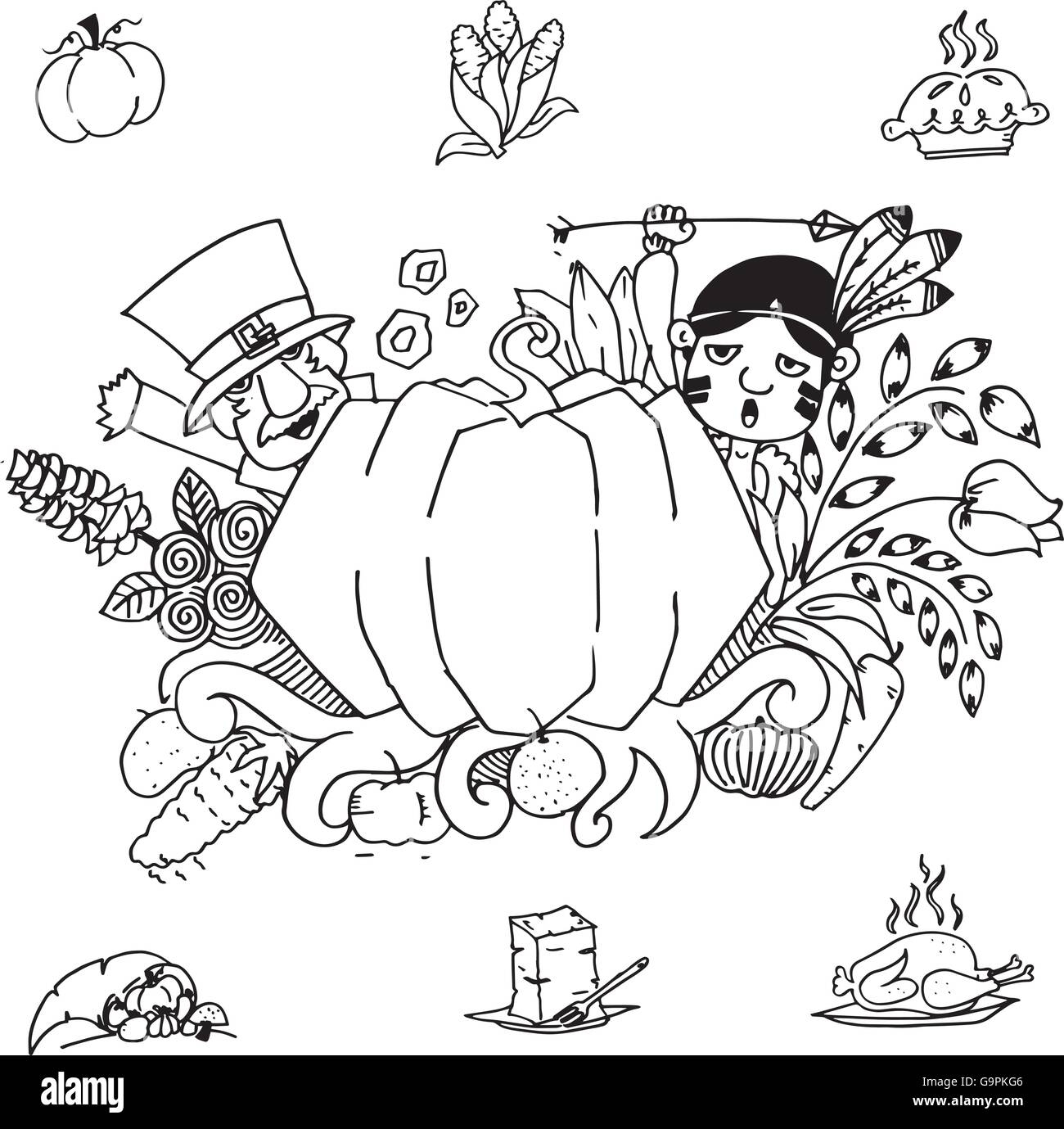 Doodle art thanksgiving pumpkins Stock Vector Image & Art - Alamy