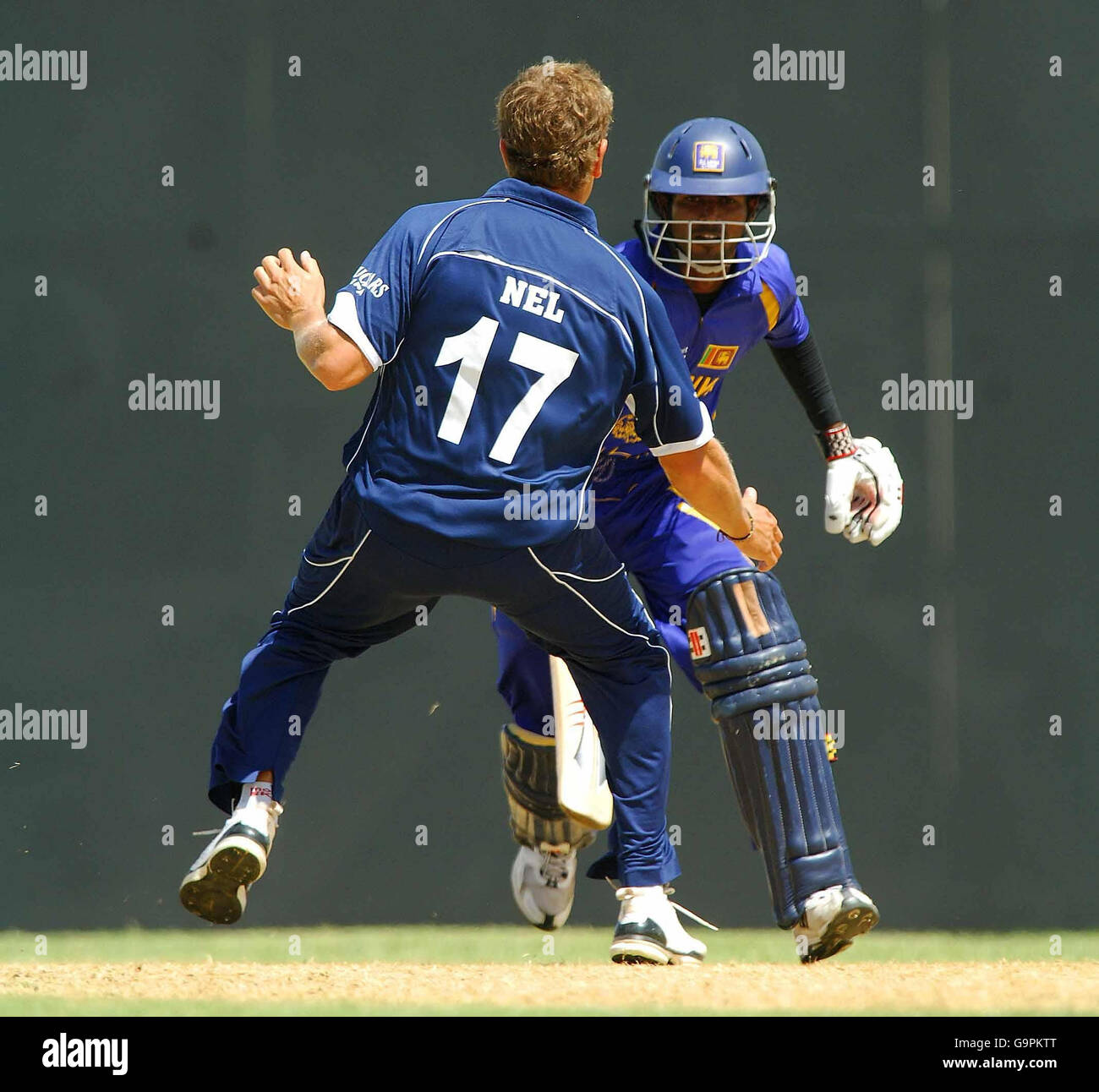 Scotland's Dewald Nel and Sri Lanka's Upal Tharanga during a warm up ...
