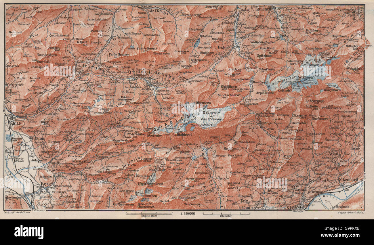 AIGLE DISTRICT.Les Diablerets Villars Gryon Leysin Les Mosses Ormont ...