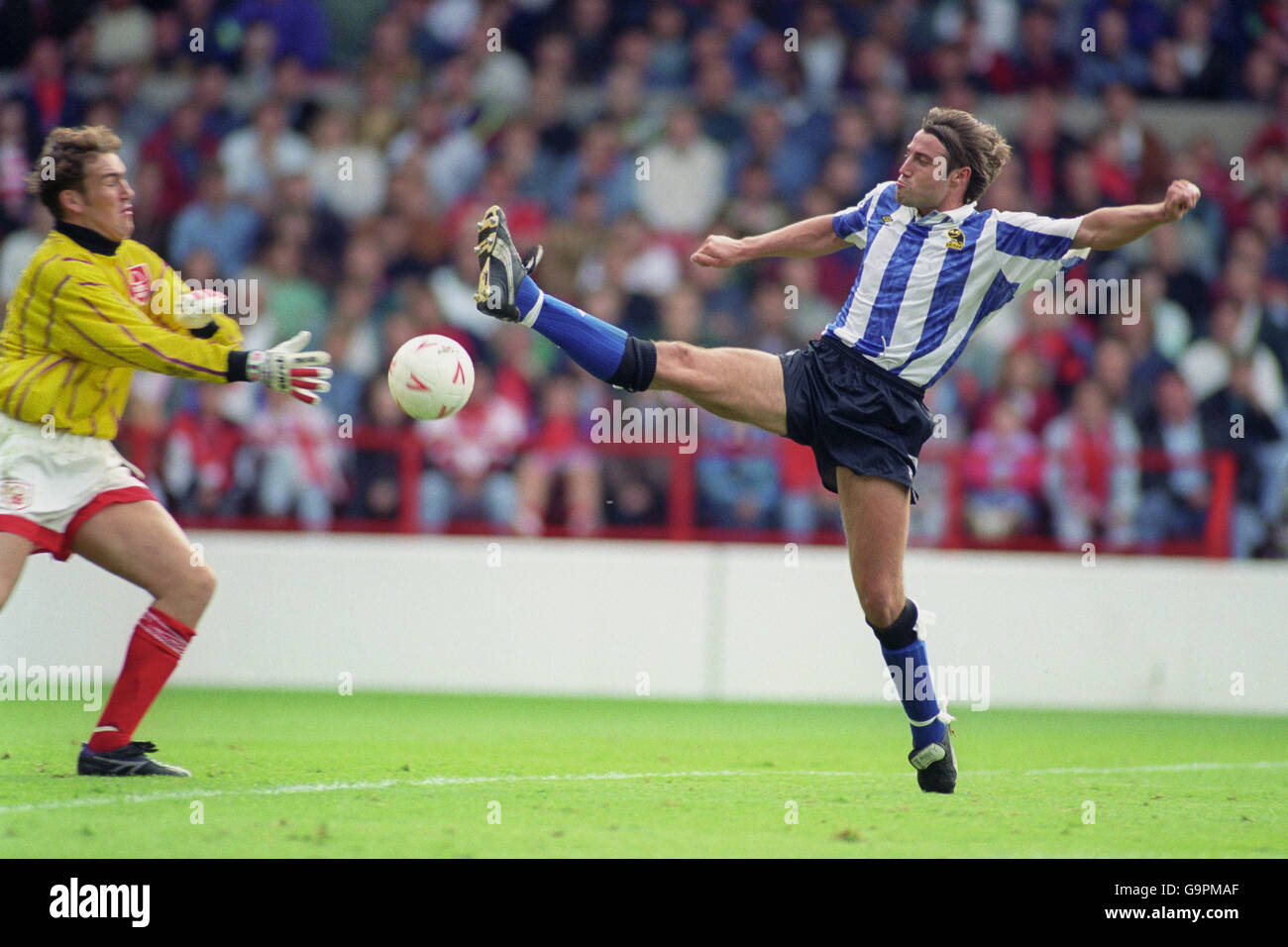 PAUL WARHURST, SHEFFIELD WEDNESDAY GOES IN ON GOALKEEPER MARK CROSSLEY ...