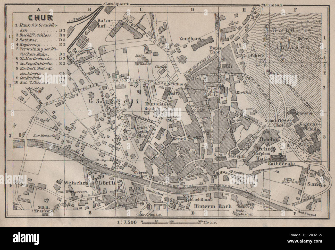 COIRE / CHUR. Chur. town city stadtplan. Switzerland Suisse Schweiz ...