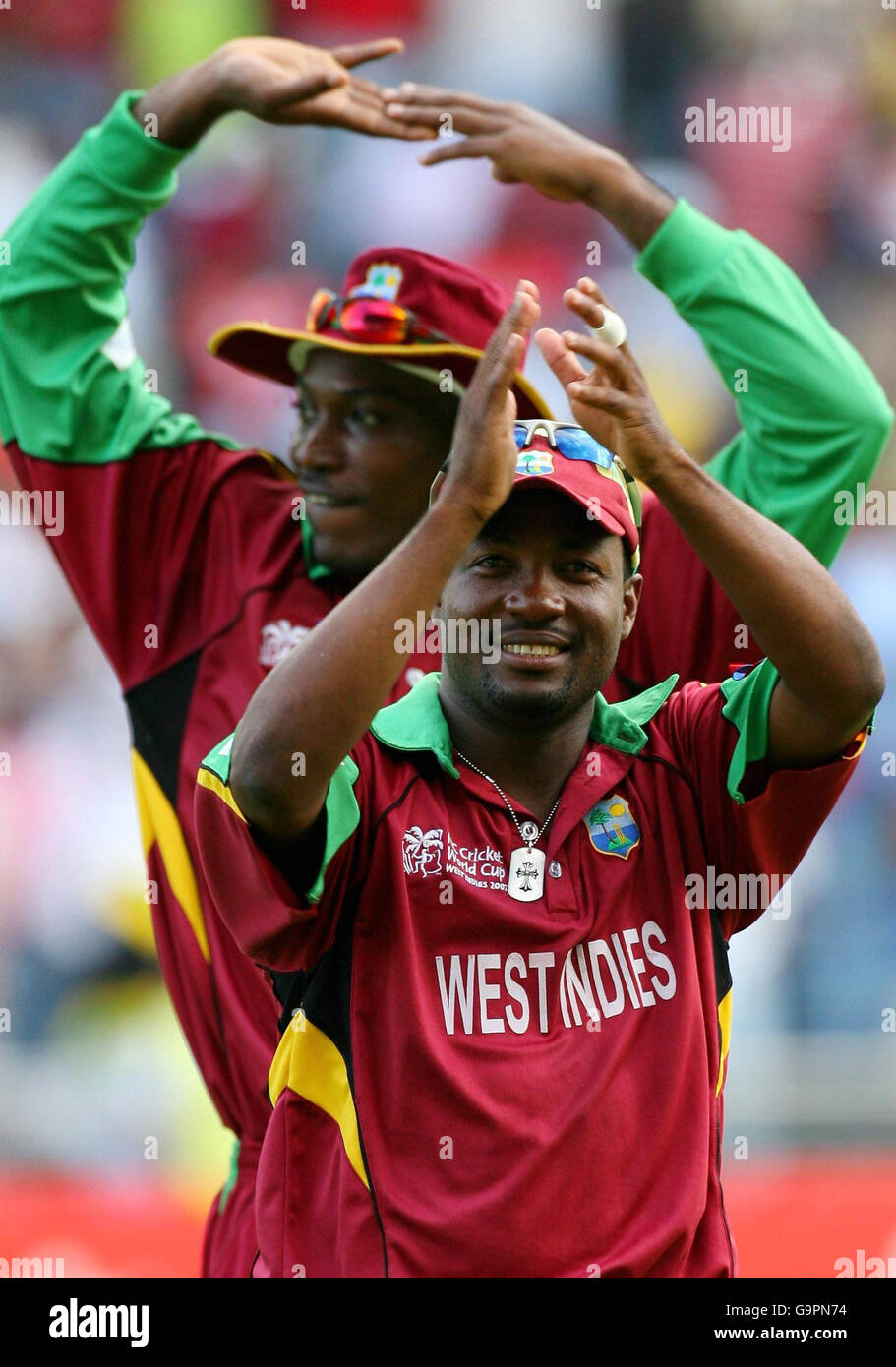 West Indies captain Brian Lara celebrates victory over Pakistan during ...