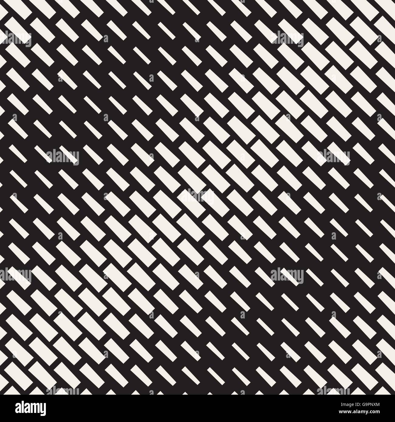 Vector Seamless Black And White Diagonal Halftone Rectangle Pattern ...