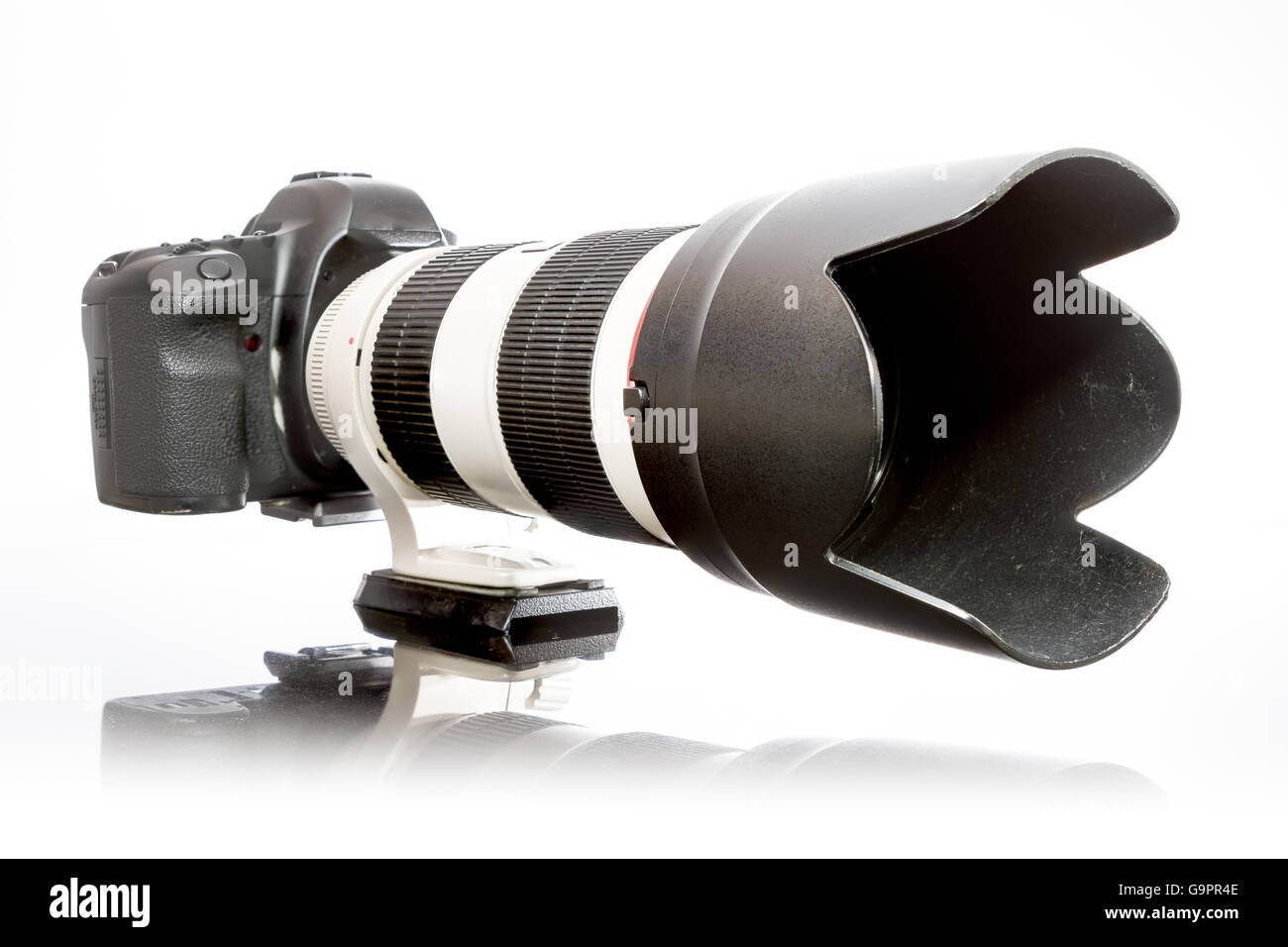 black Camera whit an big object in white Stock Photo - Alamy