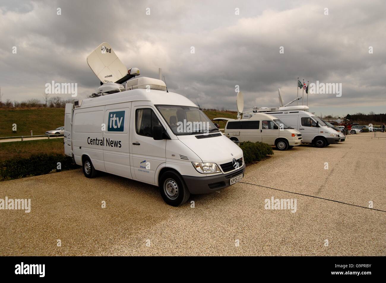 TV Broadcast vehicles Stock Photo - Alamy