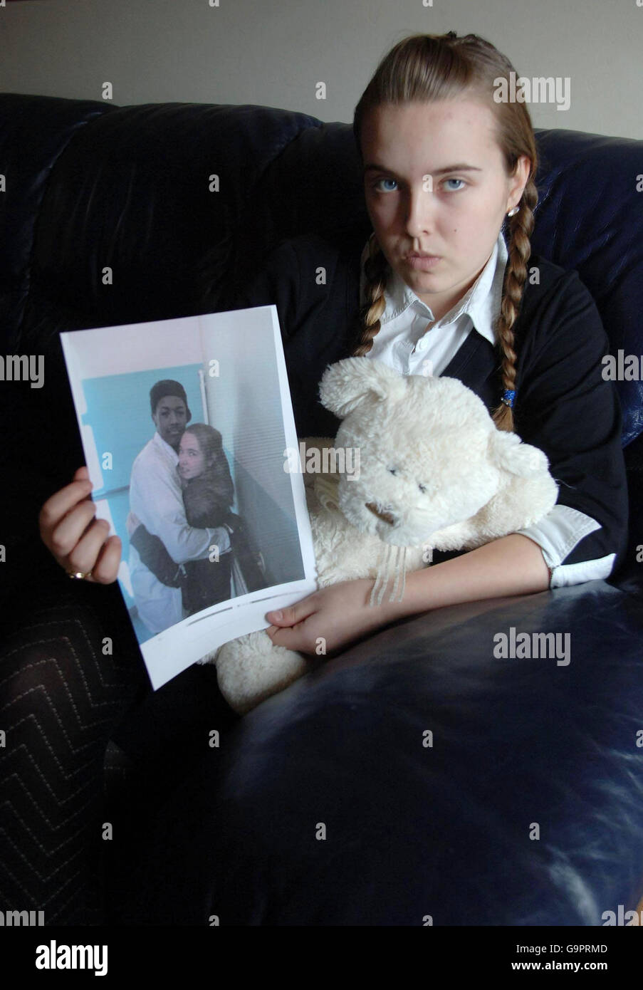 Rachel Harman, 16, at her home in Beckton, East London, with the teddy ...