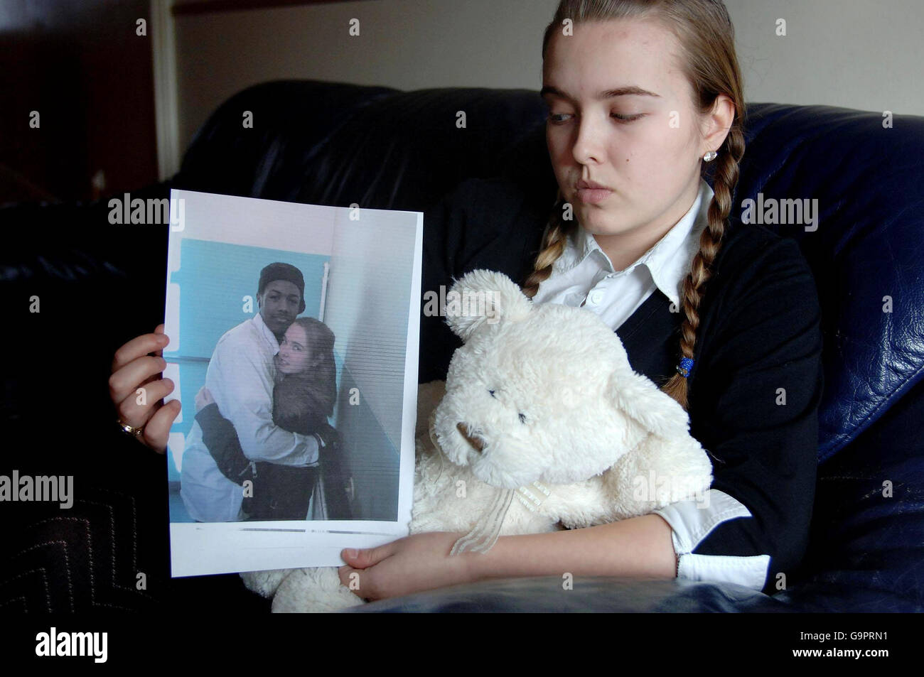 Rachel Harman, 16, at her home in Beckton, East London, with the teddy ...