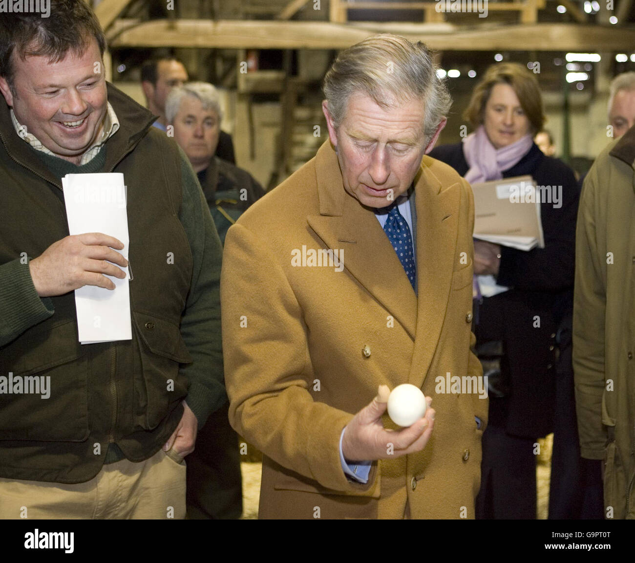 The Prince of Wales laughs at farmer Doug Wanstall's inadvertant joke ...