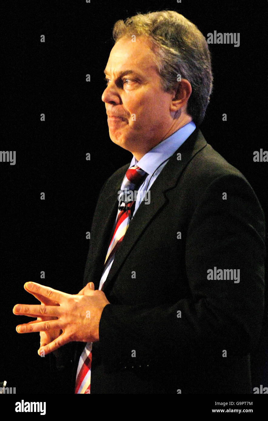 British Prime Minister Tony Blair during a speech at the Telford ...