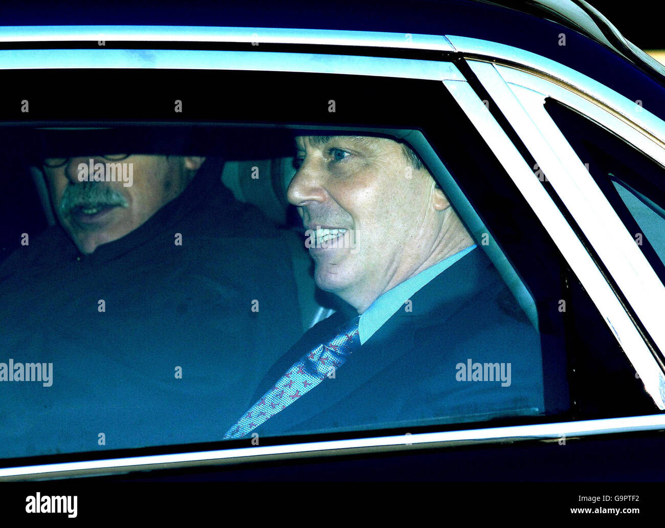 Britain's Prime Minister Tony Blair (right) and advisor David Hill ...