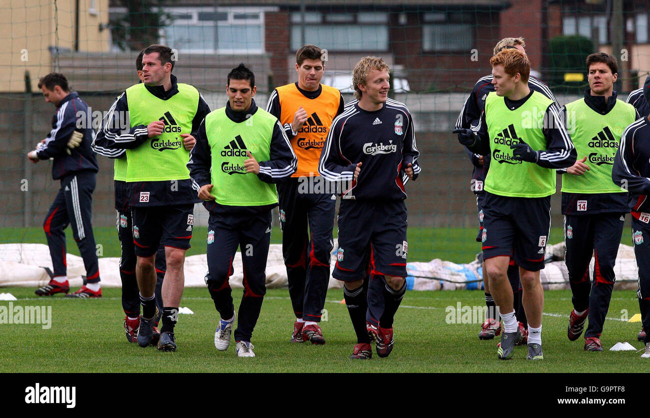 Soccer - Liverpool training session - Melwood Training Ground Stock ...