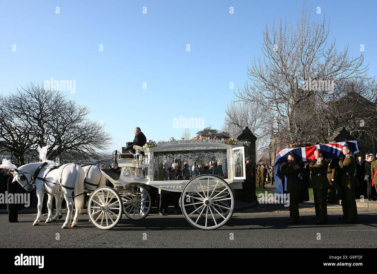The coffin is carried at the funeral of Michael Tench, 18, one of the ...