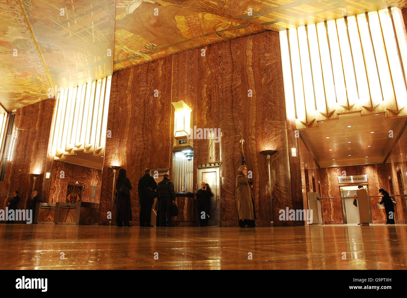 The Marble and Granite art deco main entrance of the Chrysler building ...