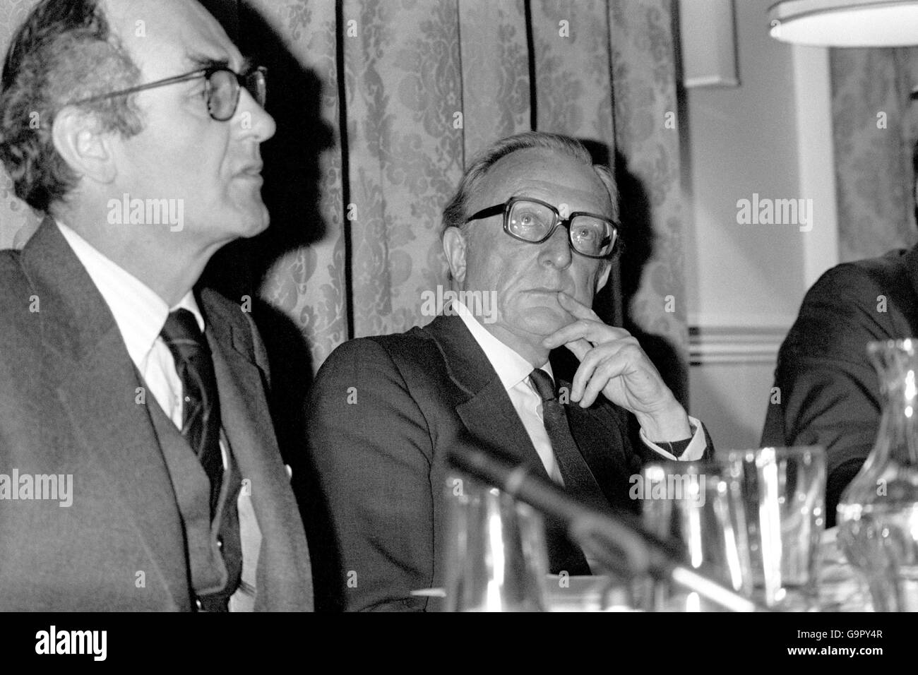 Defence Secretary, John Nott (Left) and Foreign Secretary Lord ...
