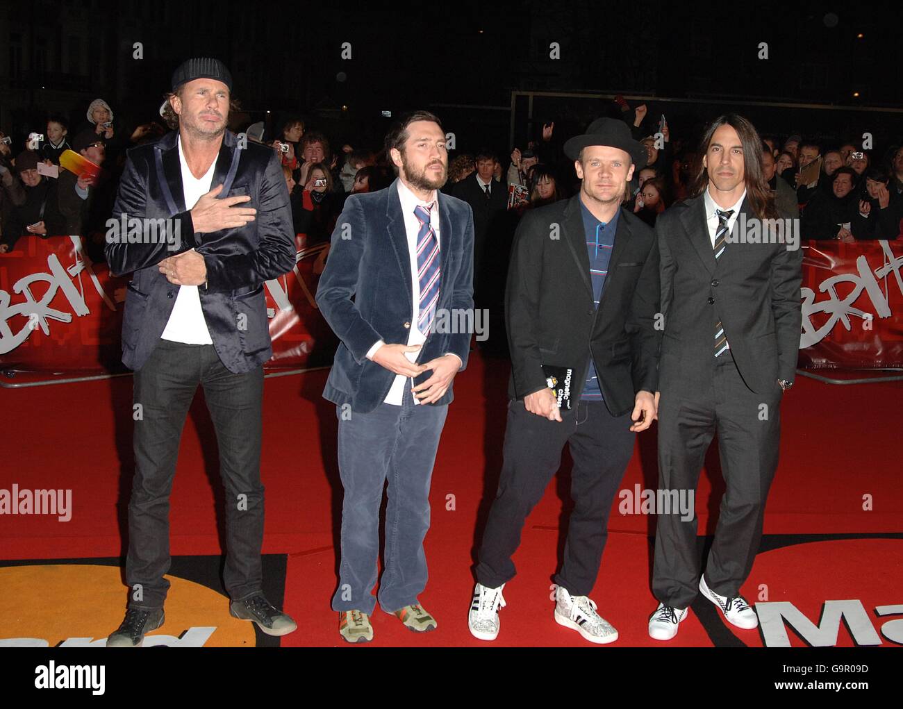 Flea and anthony kiedis arrive for the brit awards 2007 hi-res stock ...