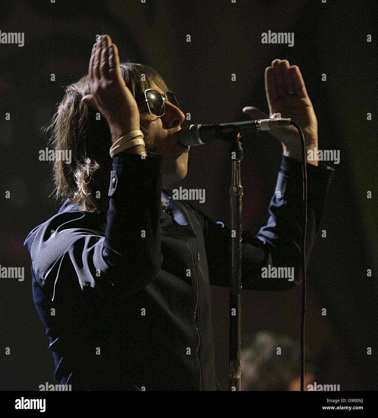 Oasis perform on stage, during the BRIT Awards 2007, at Earls Court in ...