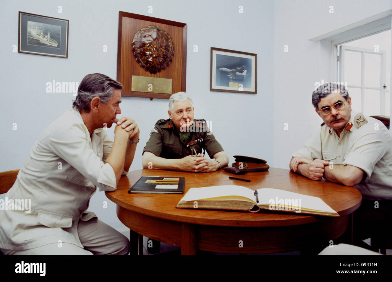 General Sir Edwin Bramall (c), chief of Defence Staff, on Ascension ...