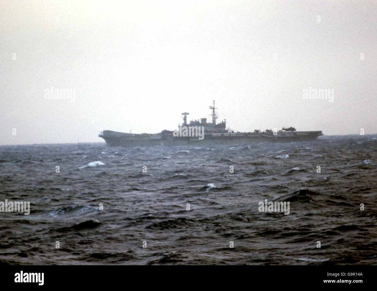 Silhouetted on horizon in south atlantic falklands task force hi-res ...