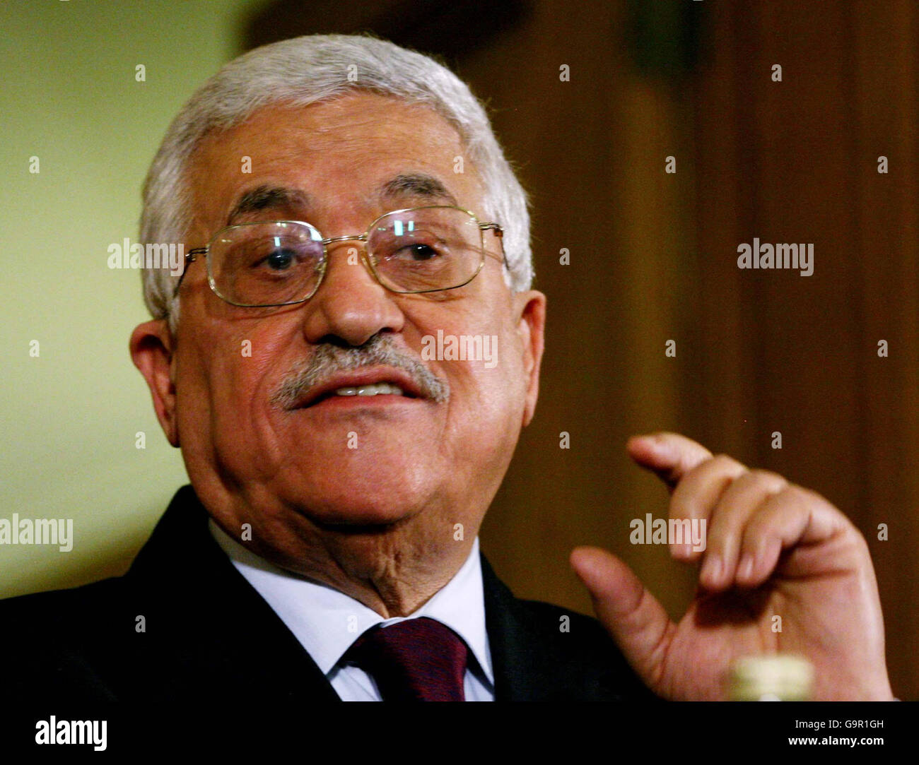 Palestinian President Mahmoud Abbas speaks at a news conference inside ...