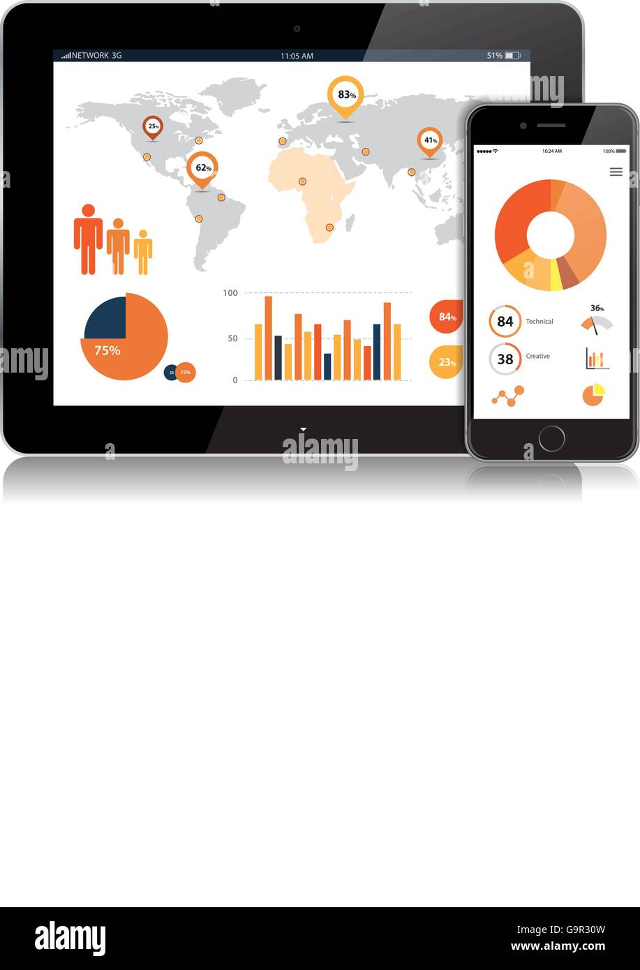 Vector tablet infographic graph hi-res stock photography and images - Alamy