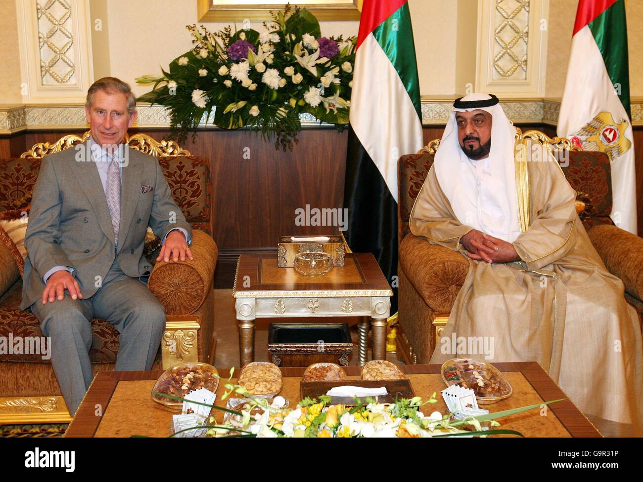 The Prince of Wales arrives at the Royal Palace and meets HH Sheik ...