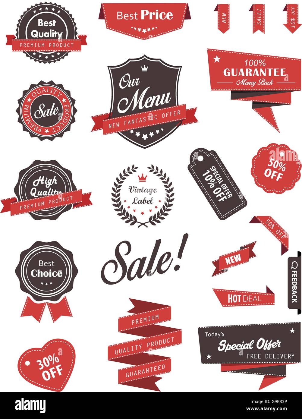 Vector set of banners, labels, ribbons and stickers Stock Vector Image ...