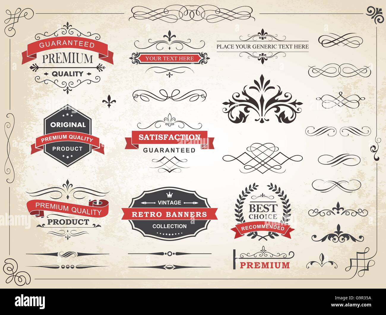 Vector illustration of calligraphic vintage label ornament divider ...