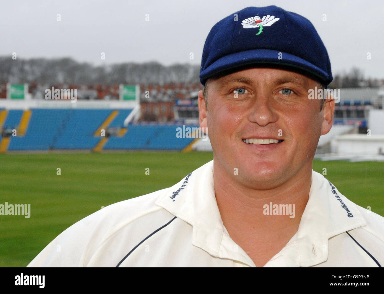 Yorkshire's new captain Darren Gough poses for photographers after a ...