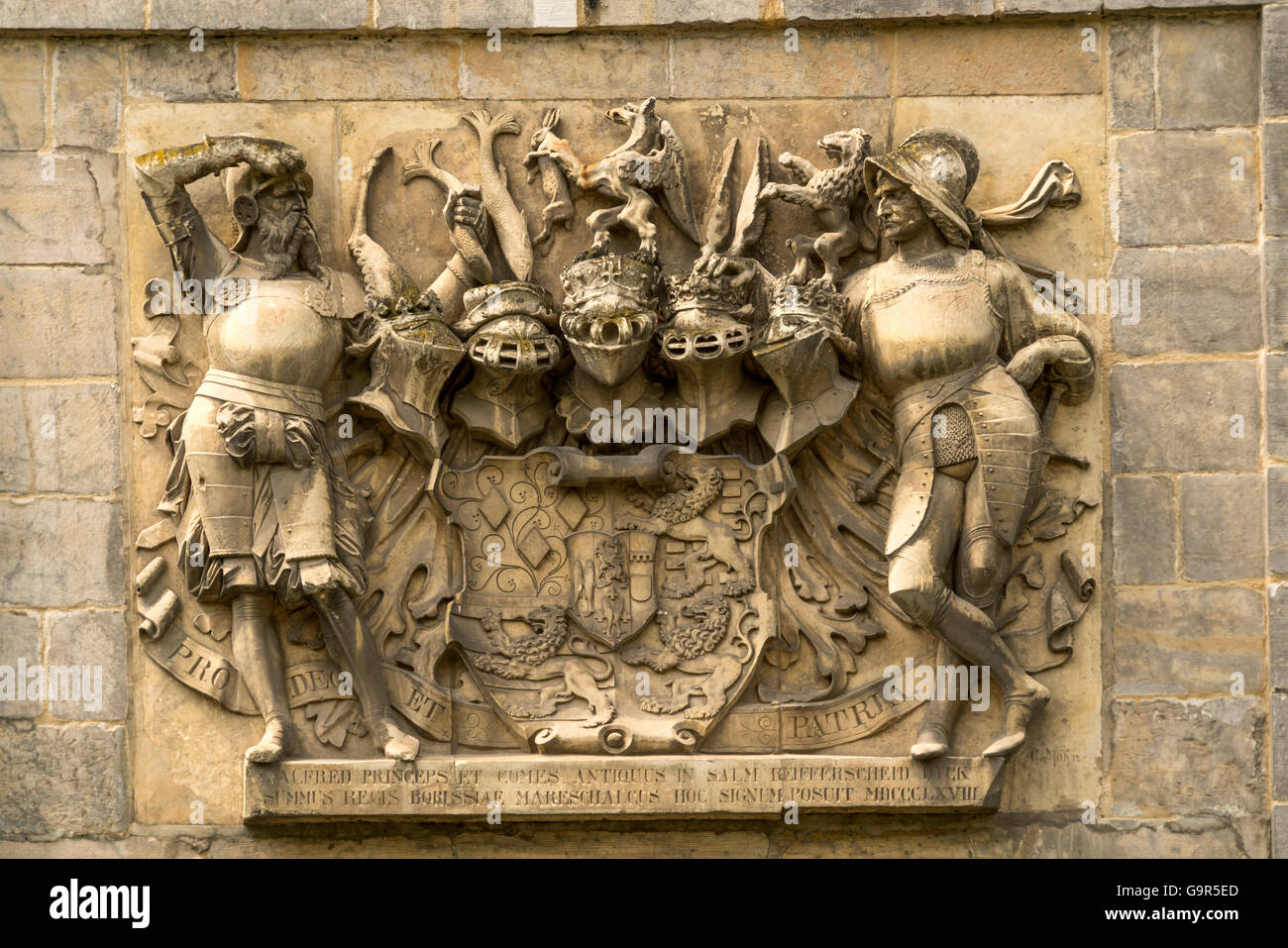 Coat of arms at the moated castle Dyck, Jüchen, North Rhine-Westphalia, Germany, Europe Stock ...
