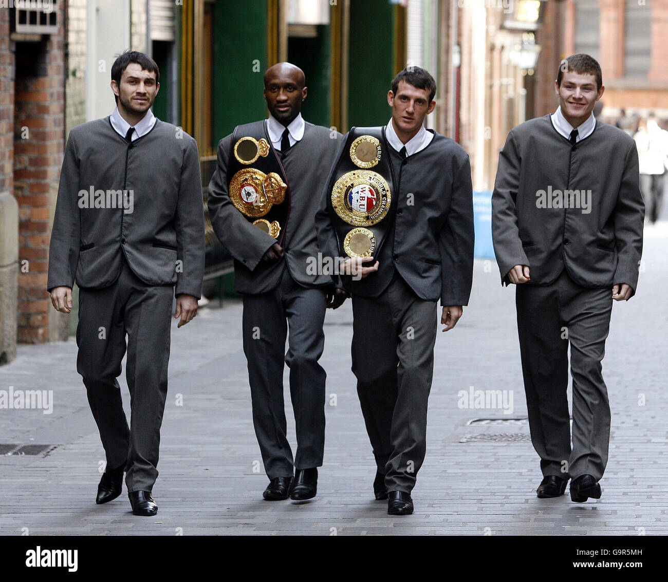 Boxers Left to right Paul Smith, Souleymane M'Baye, Derry Matthews and ...