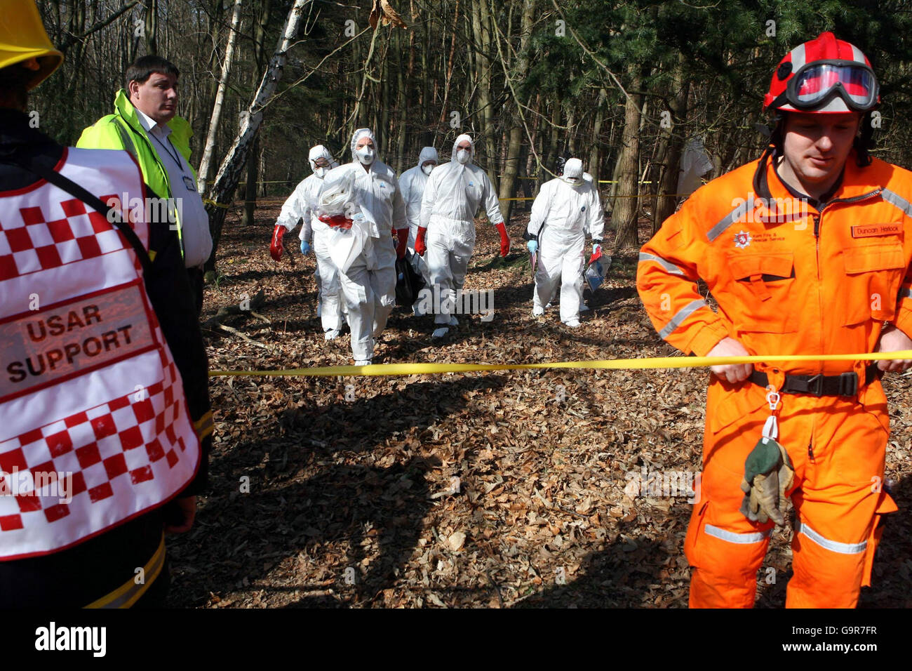 Police mass disaster recovery operation mock-up Stock Photo - Alamy