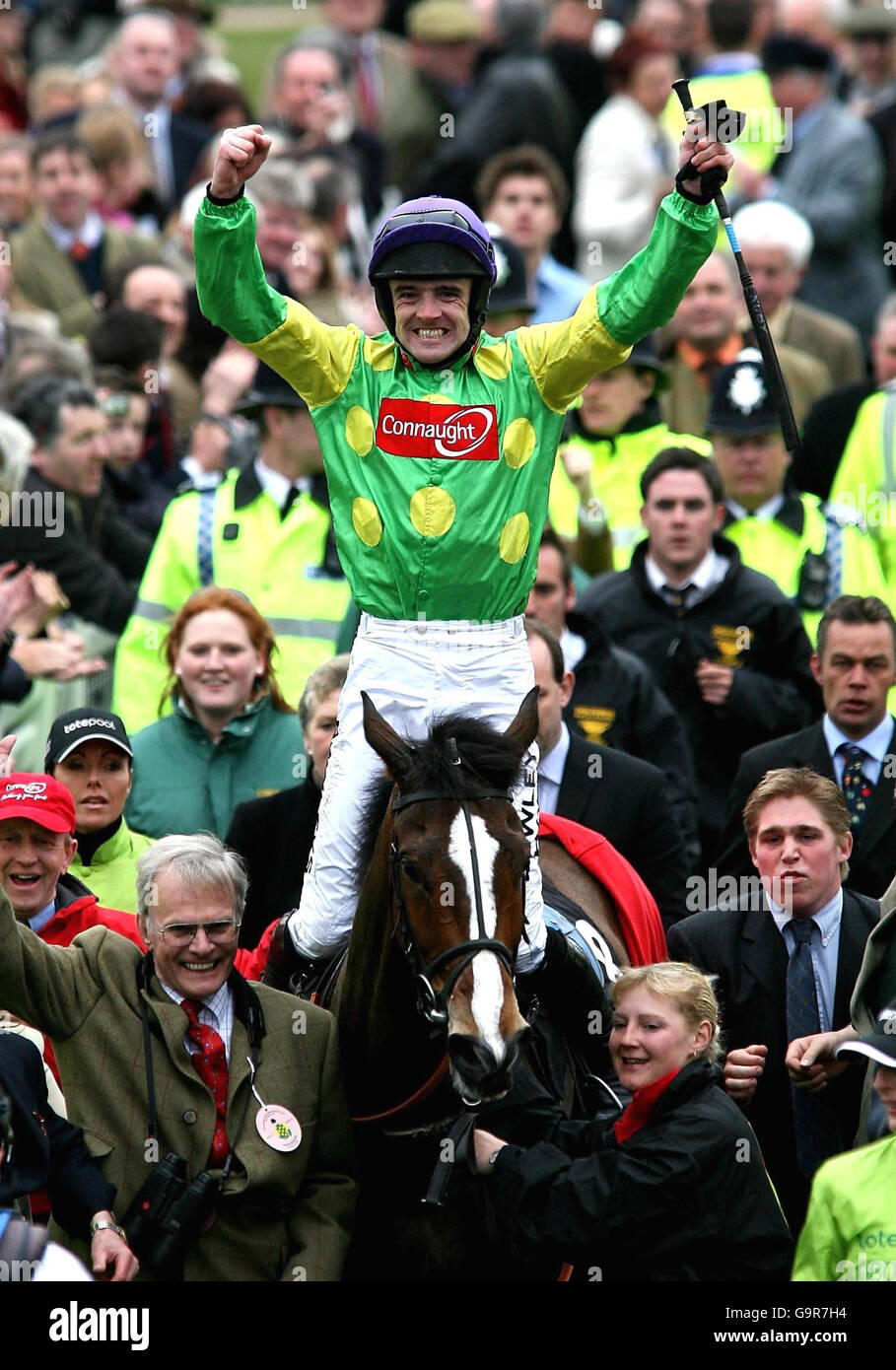 Jockey Ruby Walsh with Kauto Star celebrates their victory of the ...
