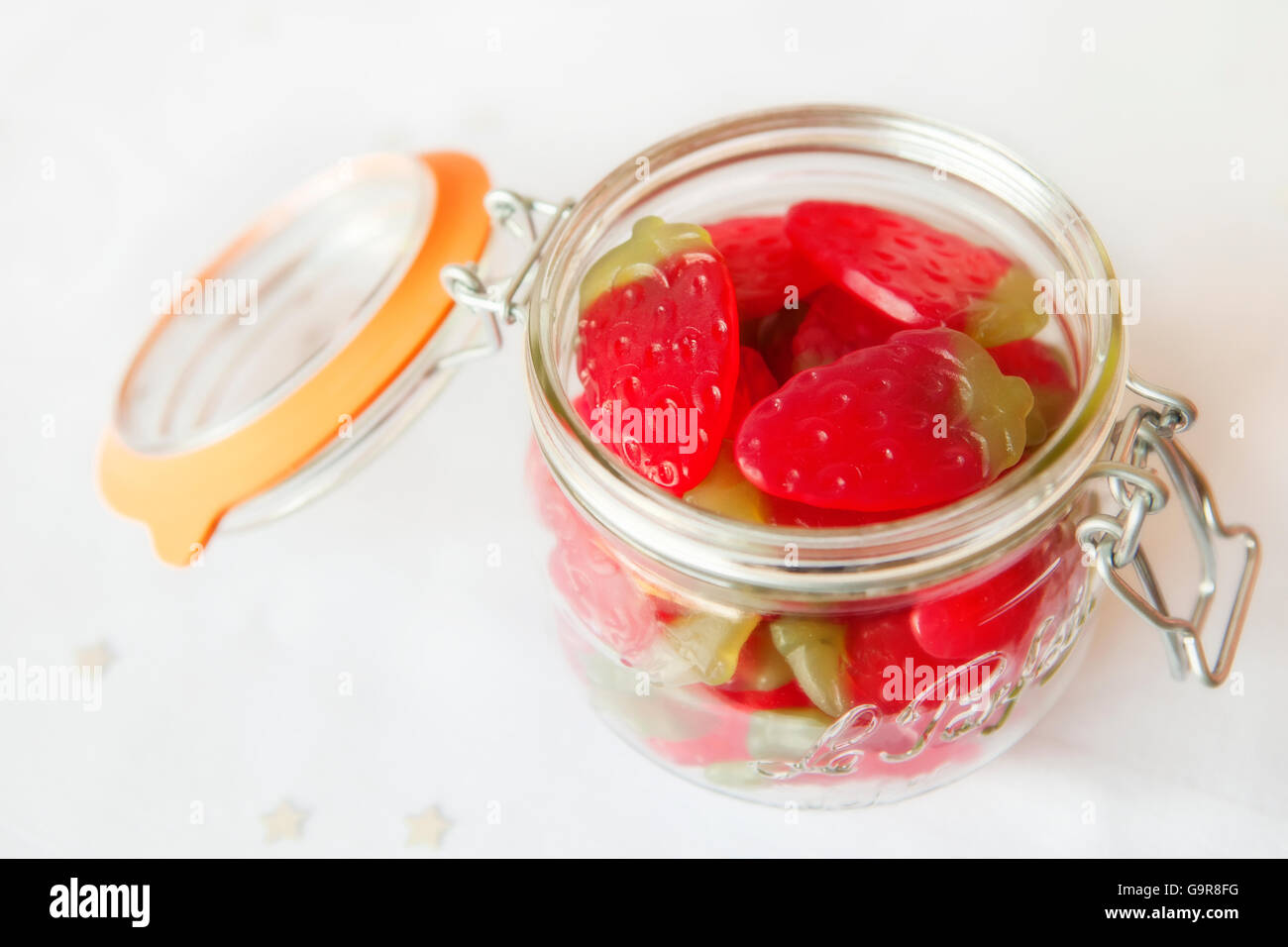 Giant strawberry Sweets, strawberry flavoured shaped gums Stock Photo ...