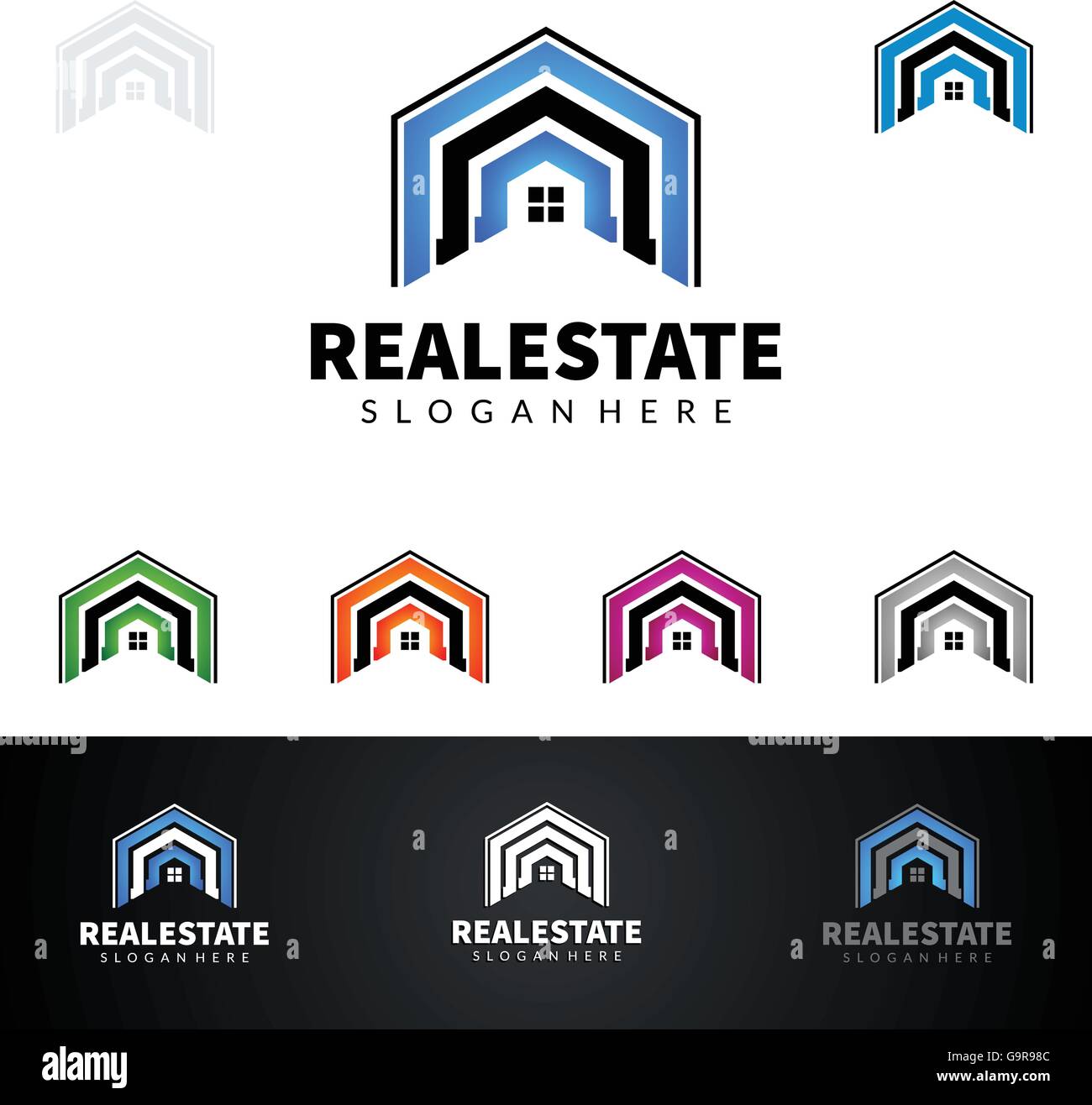 real estate vector logo design, abstract building with line shape ...