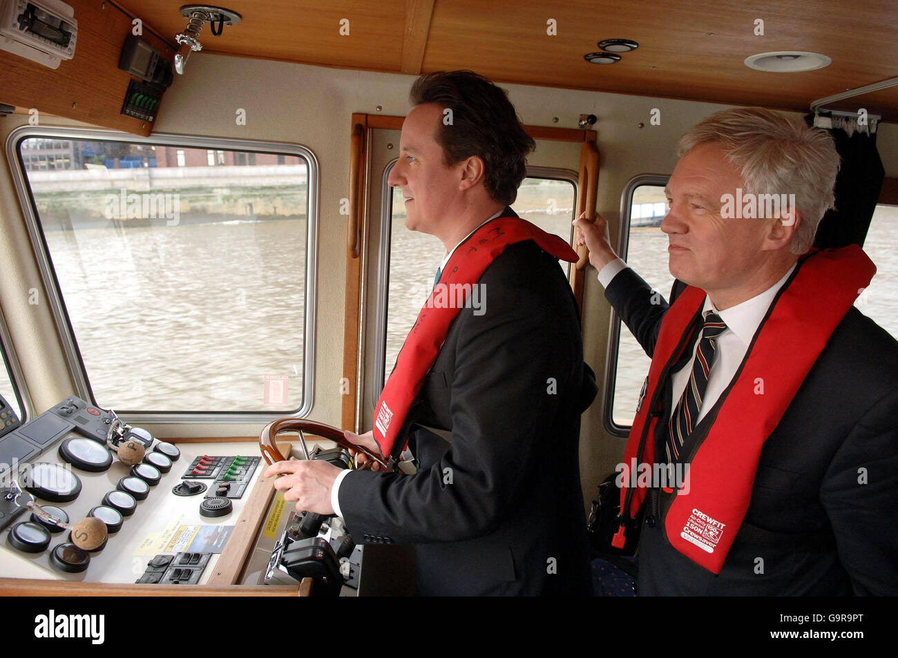Conservative Leader David Cameron (left) with Conservative home affairs ...