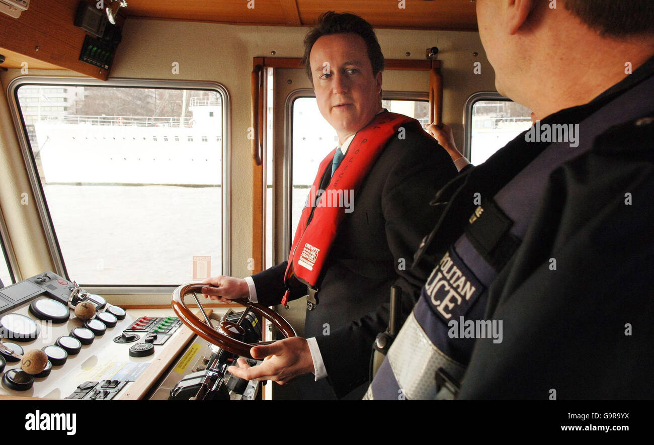 Conservative Leader David Cameron (left) with Logistic Support Vessel ...