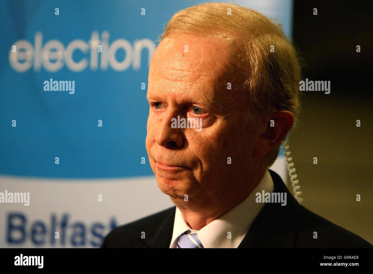 Ulster Unionist party leader Sir Reg Empey is interviewed during the ...