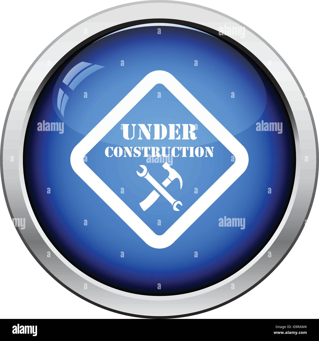 Icon of Under construction. Glossy button design. Vector illustration ...