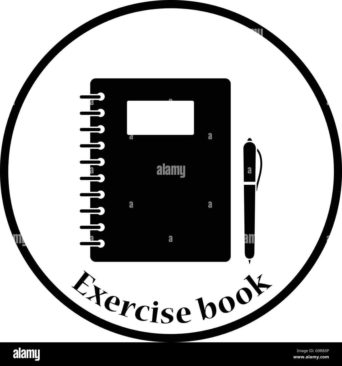 Icon of Exercise book. Thin circle design. Vector illustration Stock ...