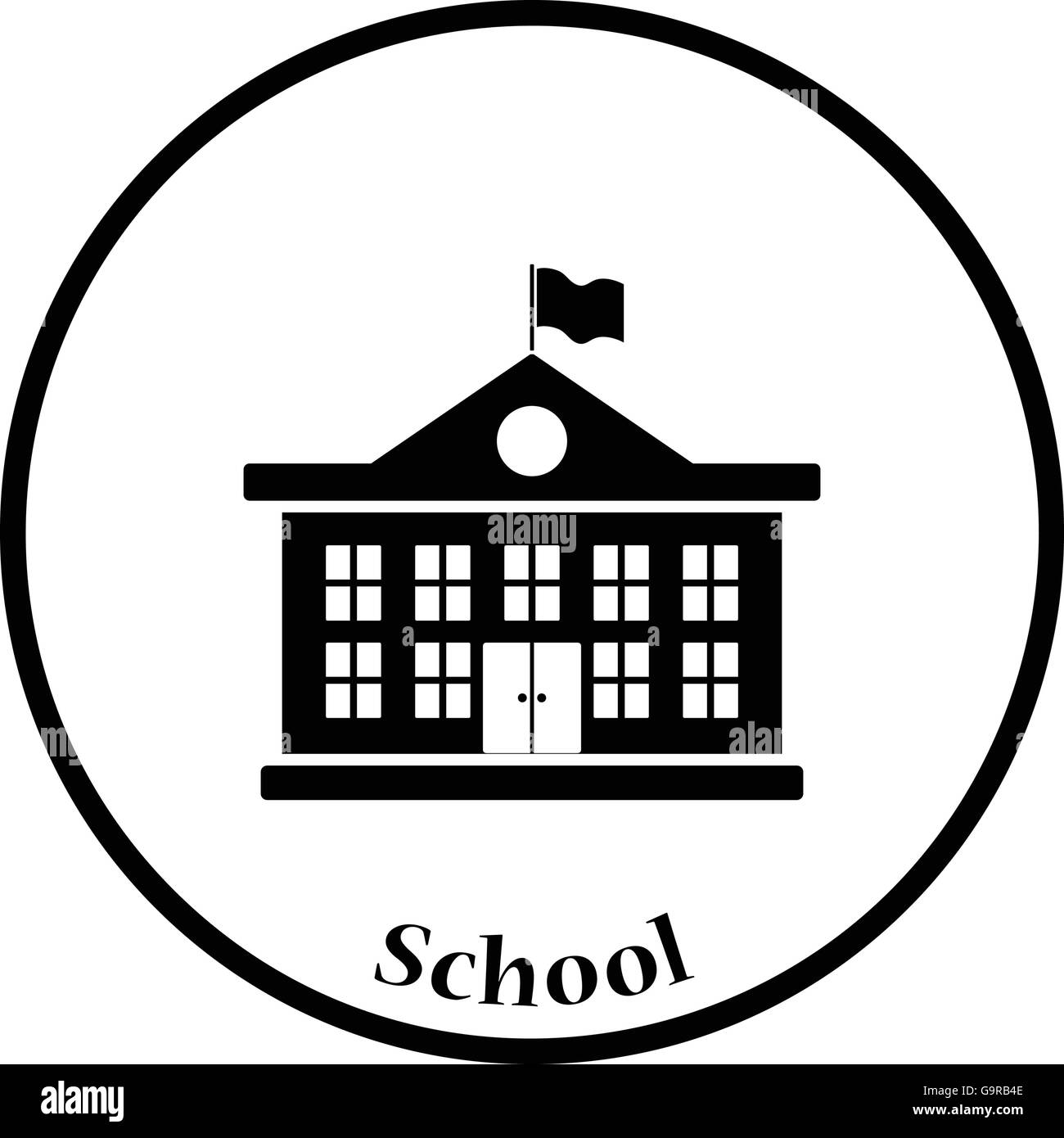 Icon of School building. Thin circle design. Vector illustration Stock ...