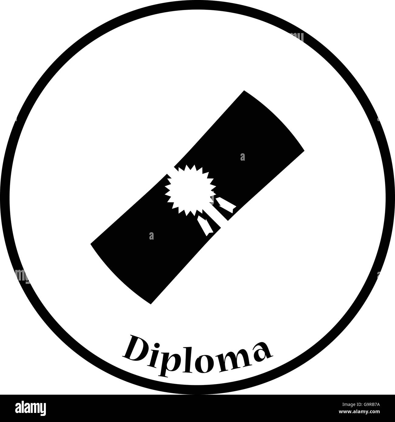 Icon of Diploma. Thin circle design. Vector illustration Stock Vector ...