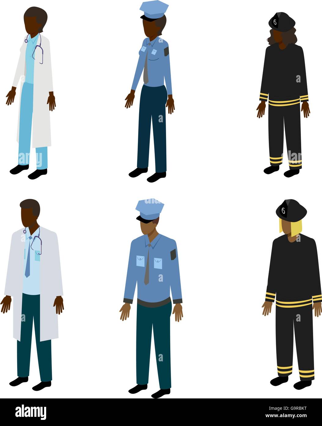 Set of isometric rescuers Stock Vector Image & Art - Alamy