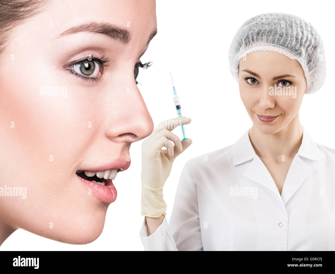 Woman needle doctor face hi-res stock photography and images - Alamy