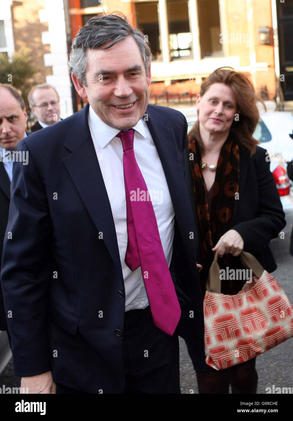Gordon Brown and his wife Sarah arrive at the wedding of Jane Hardman ...