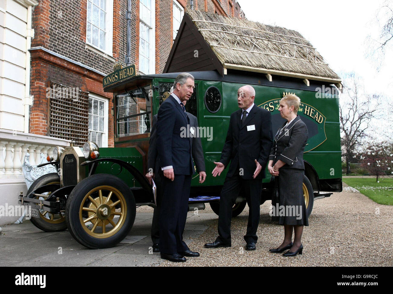 The Prince of Wales (left) speaks with Ian and Sue Hunter, who run the ...